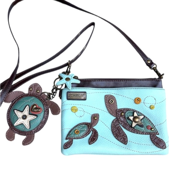 Chala | Bags | Chala Sea Turtle Crossbody Bag Aqua Blue Brown | Poshmark
